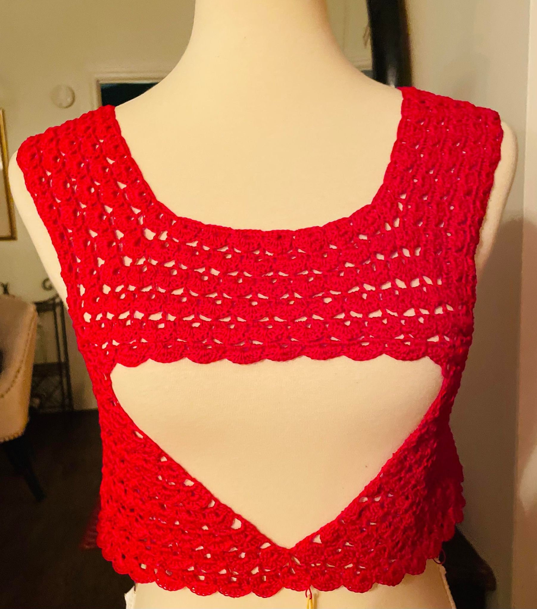 Red Shells Crocheted Handmade W/back Opening - Etsy