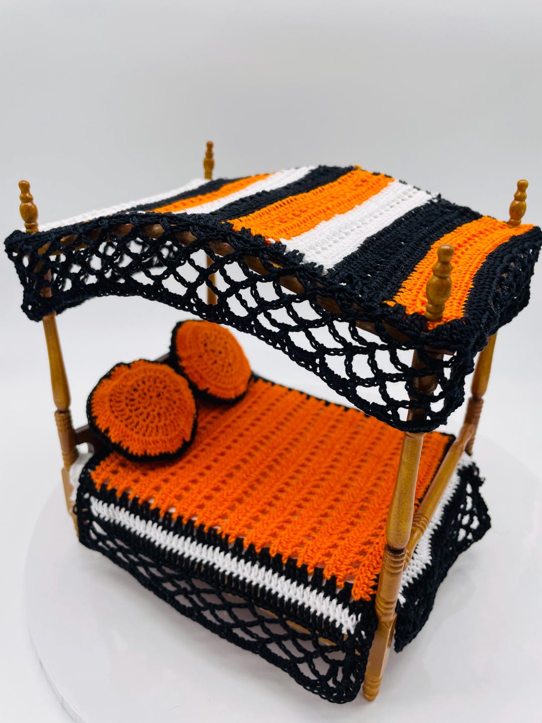 1:12 Scale Miniature Crochet Bedding Set With Canopy and Pillows ...