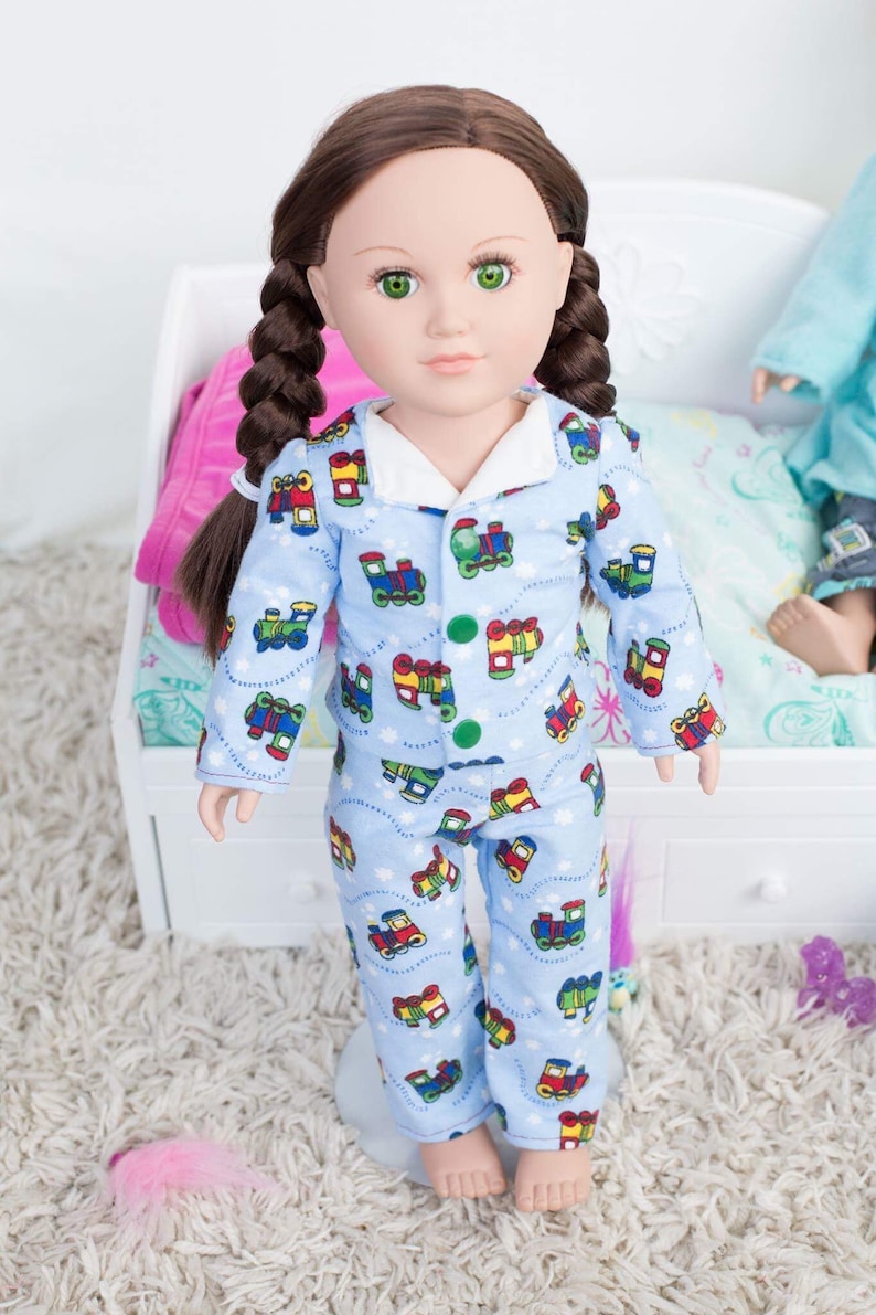 18 Inch Doll Train Pajamas Fleece Train Doll Pajama Set - Etsy