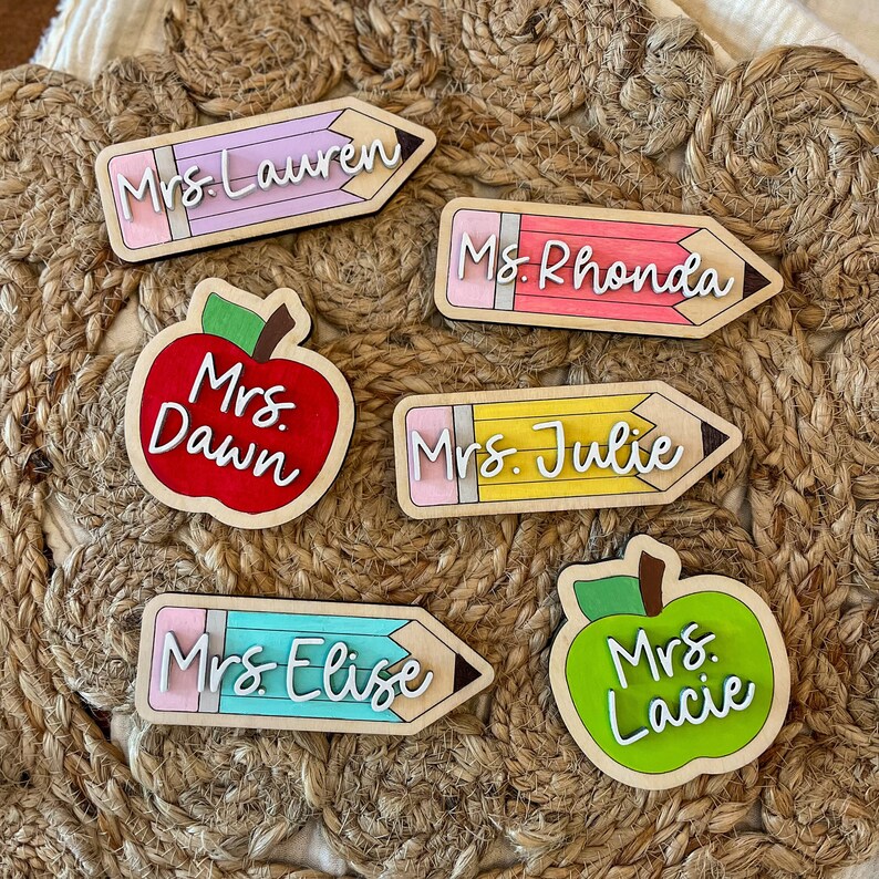 Custom Teacher Name Wood Magnets, Teacher Wooden Magnets, Teacher ...
