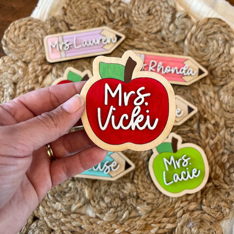 Custom Teacher Name Wood Magnets, Teacher Wooden Magnets, Teacher ...