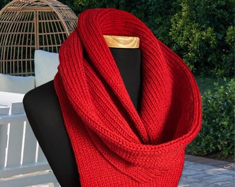 Red Knitted Scarf - Etsy
