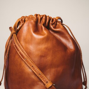 Summer Bag Leather Drawstring Shoulder Bag Made of Soft - Etsy