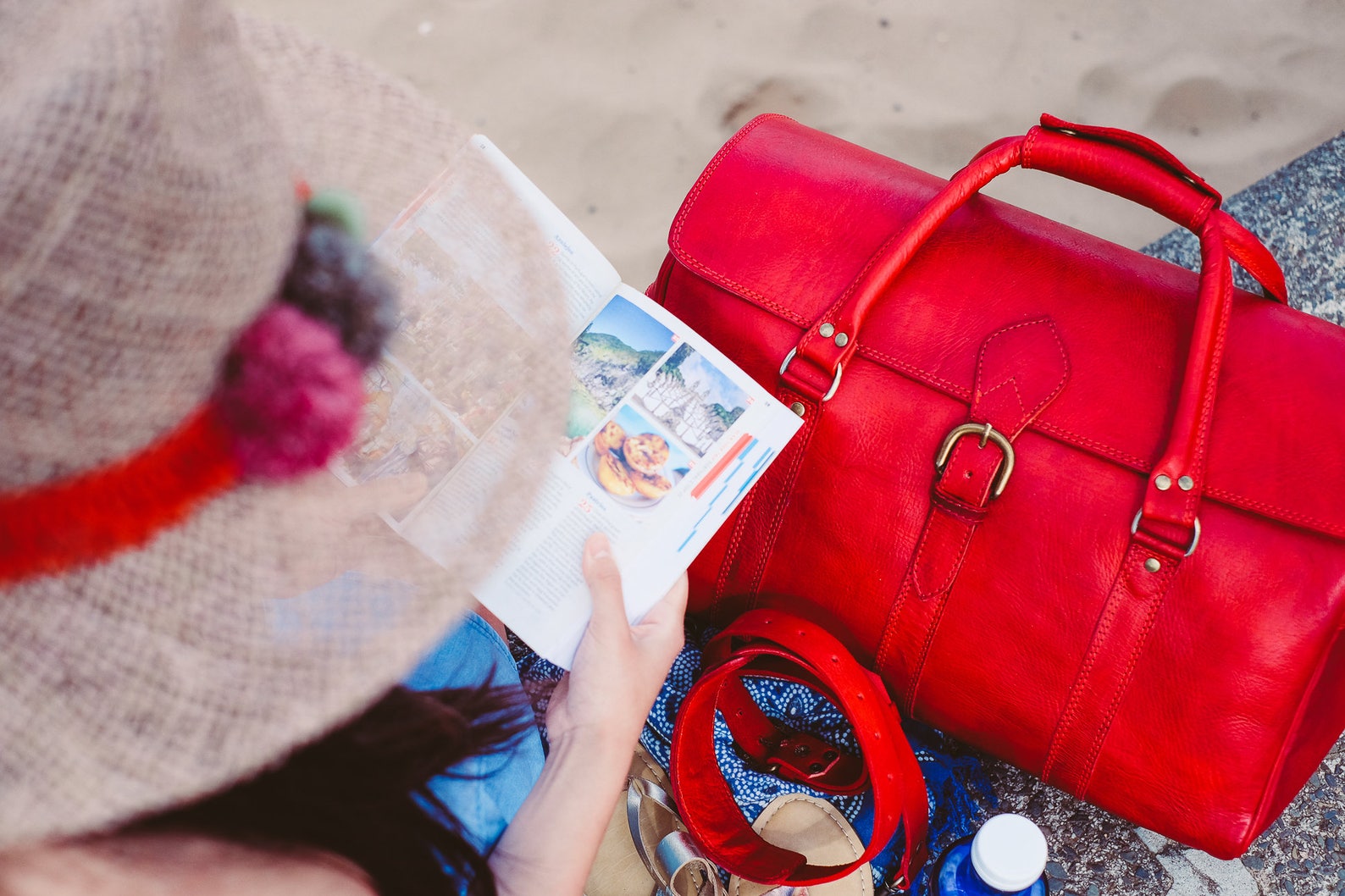 Leather Duffle Bag Red Beach Bag Large Luggage Leather Holdall Carry ...