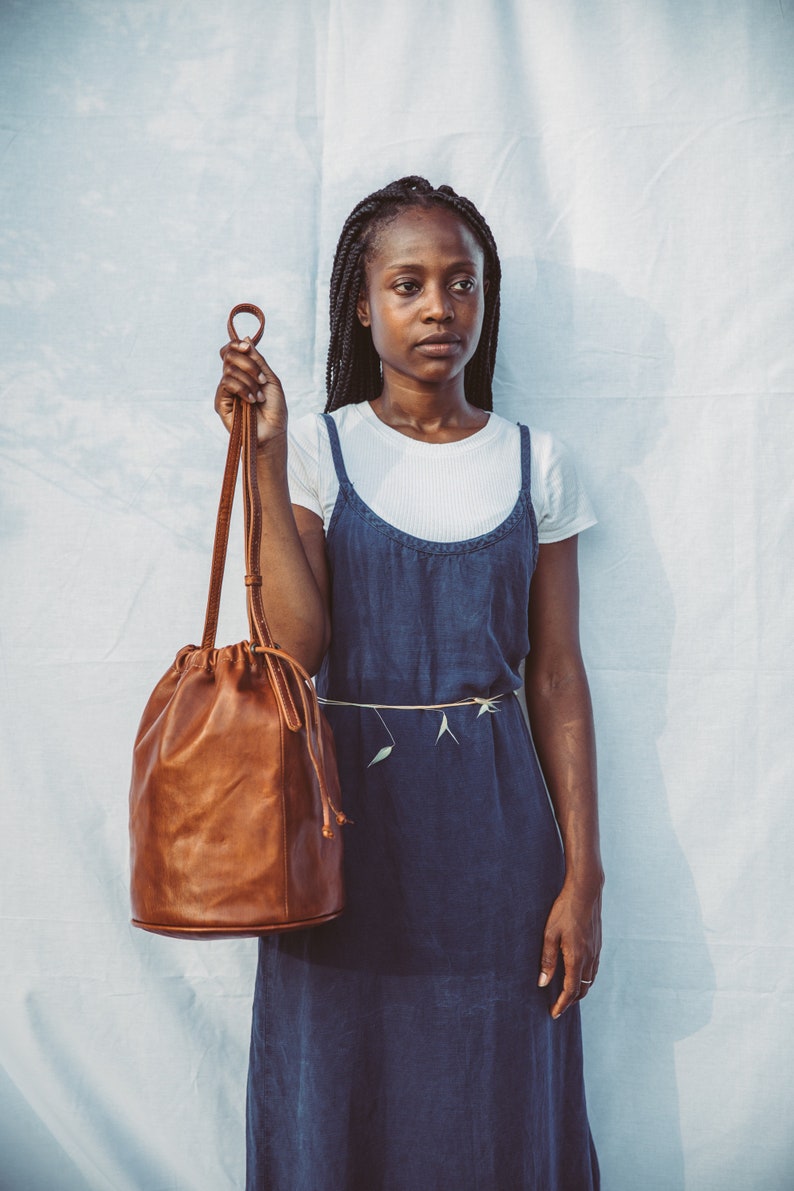 Summer Bag Leather Drawstring Shoulder Bag Made of Soft - Etsy