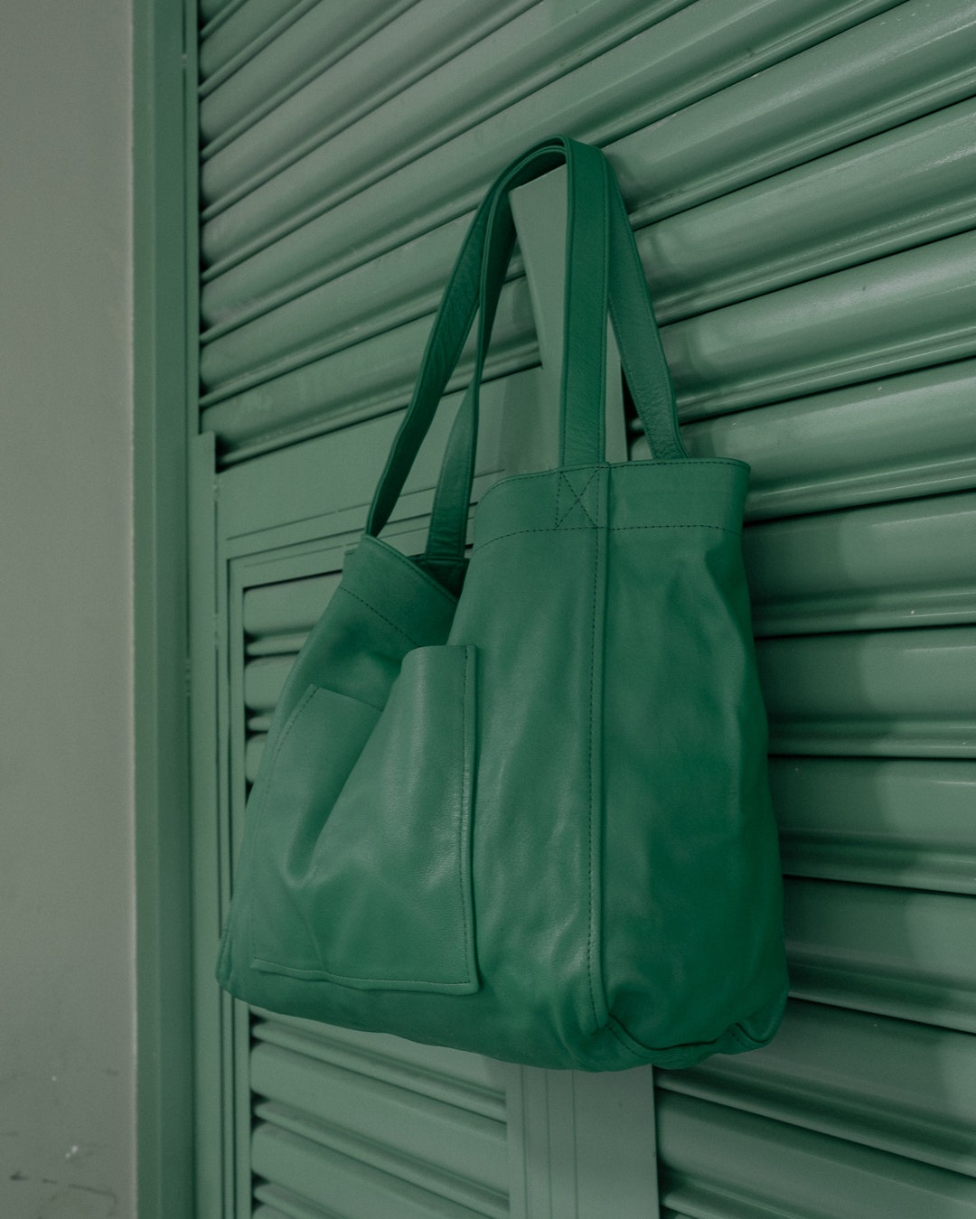 Green Tote,leather Tote Bag,handmade,unissex Bag,market Bag,campus Bag ...