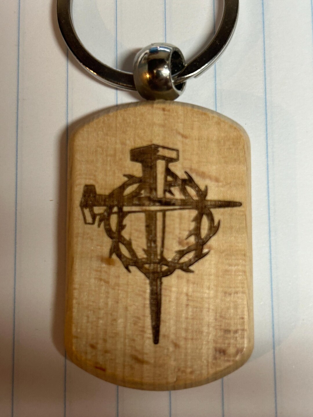 3 Nails Cross With Crown Wooden Keychain - Etsy