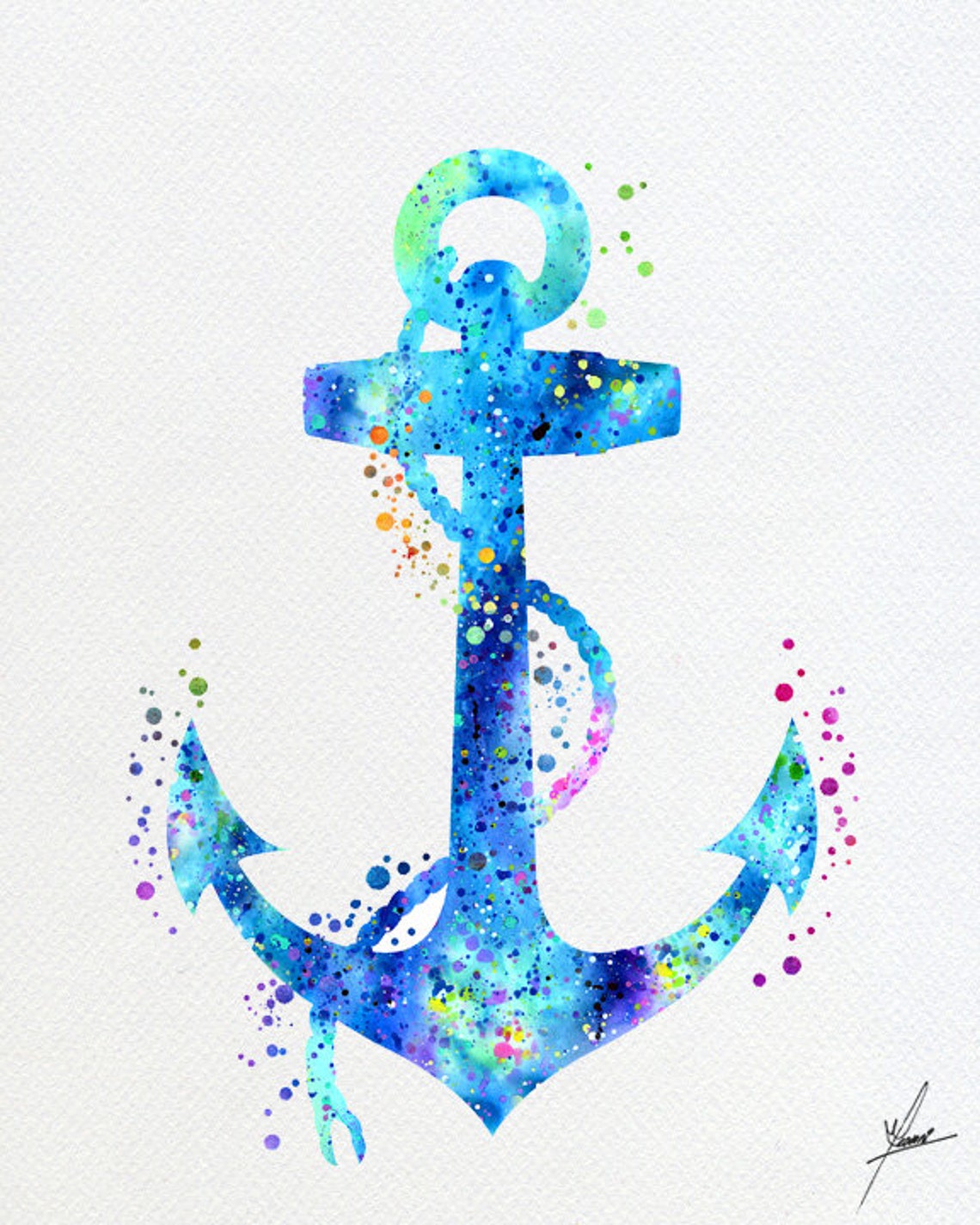 Anchor Sea Life Watercolor Illustrations Wall Art Poster - Etsy