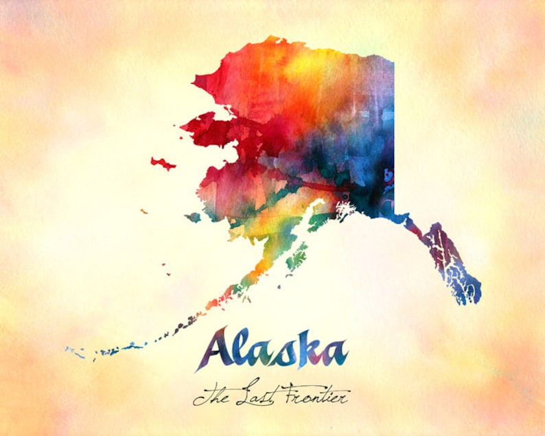 Alaska State Map USA Watercolor Print Art Print Wall Art - Etsy