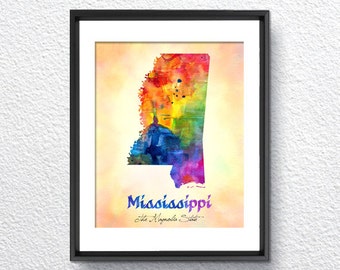 Alabama Map USA, Watercolor Print, Art Print, Wall Art Poster, Wall ...