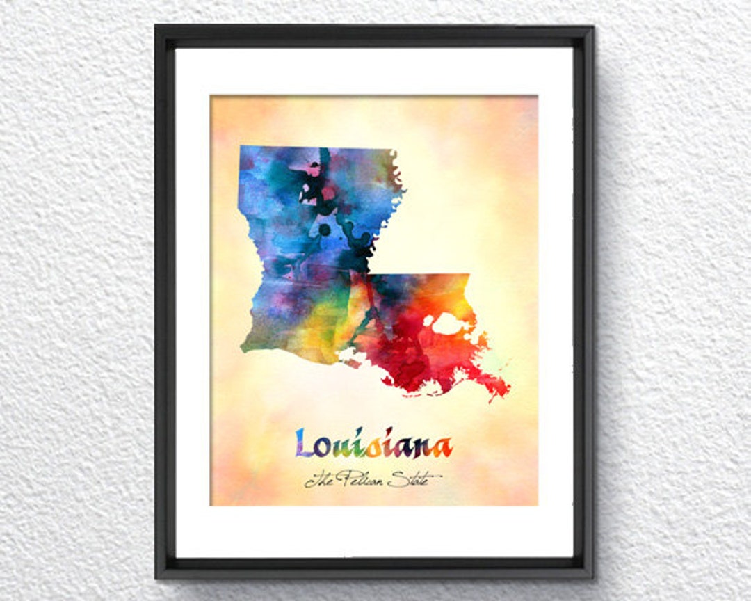Louisiana Map USA, Watercolor Print, Art Print, Wall Art Poster, Wall ...