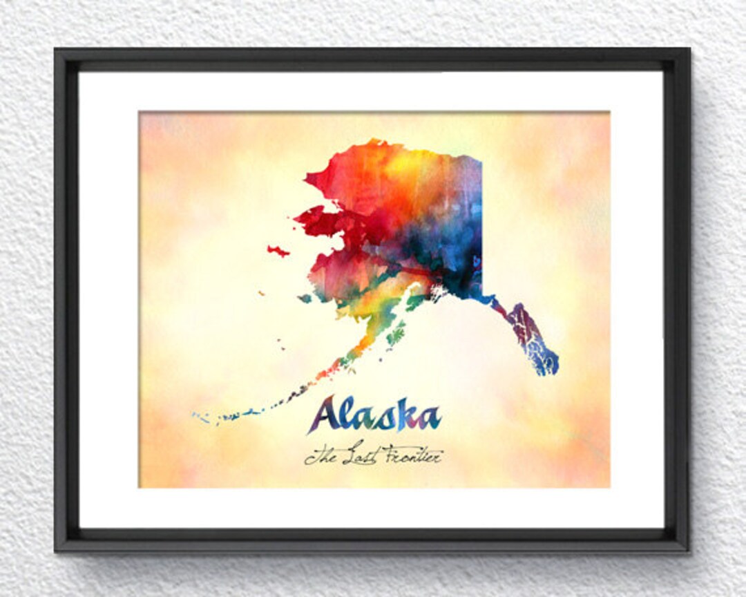 Alaska State Map USA Watercolor Print Art Print Wall Art - Etsy