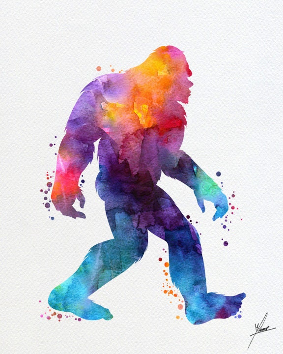 Sasquatch Print Watercolor Wall Art Poster Abstractwall | Etsy