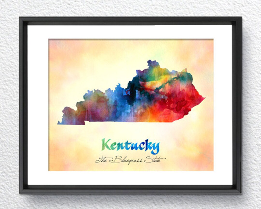 Kentucky Map USA Watercolor Print Art Print Wall Art - Etsy