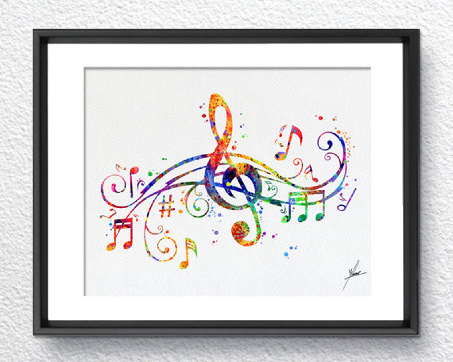 Nota musical Arte Prin Acuarela ilustraciones Arte Imprimir - Etsy España
