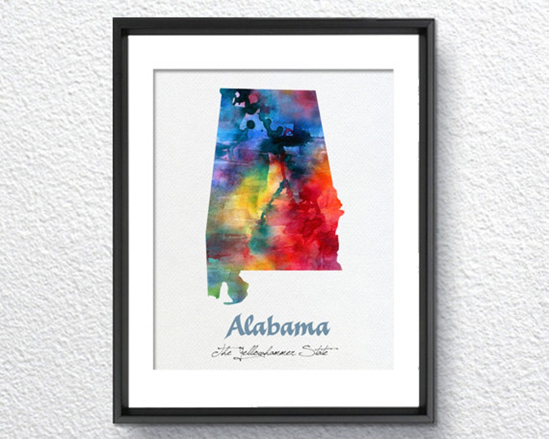 Alabama Map USA, Watercolor Print, Art Print, Wall Art Poster, Wall ...