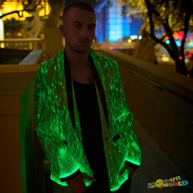 Fiber Optic Clothing Led Light Up Jacket For Men Burning Man Etsy