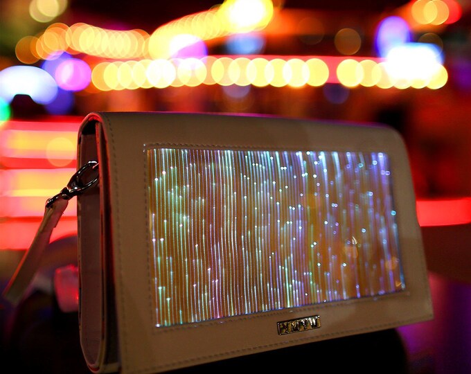 Crossbody Light up Led Fiber Optic Bag Cute White Evening Luxury Tote ...