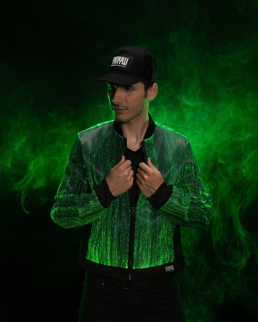 Light up Bomber Jacket EDC Mens Festival Clothing Gift for - Etsy