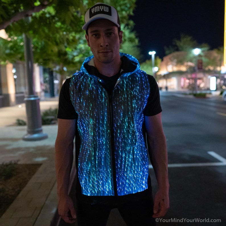 Light Up Vest Cool Hoodie for Men LED Jacket Burning Man EDM | Etsy