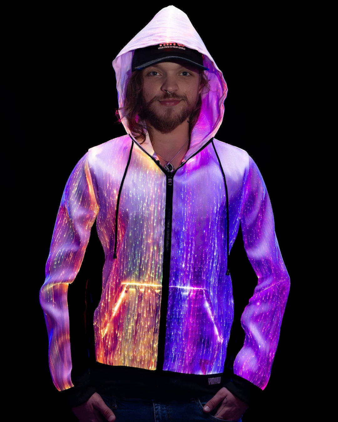 Light up LED Hoodie Long Sleeve Mens Rave Outfit Burning Man Outfit EDC ...