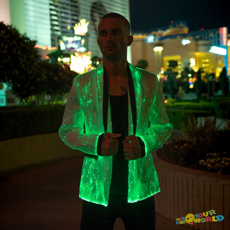 LED Jacket for Men Light Up Clothing Burning Man Clothes / | Etsy