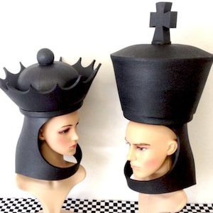 Human Chess Hats Adult Headpieces Men, Women Dance Costume Masks Black ...