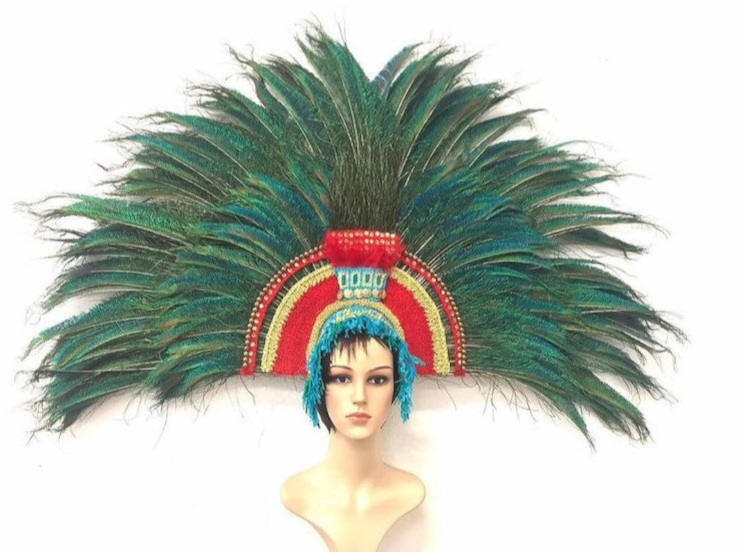Moctezuma Penacho: Handmade Aztec Montezuma Feather Headdress, Museum ...