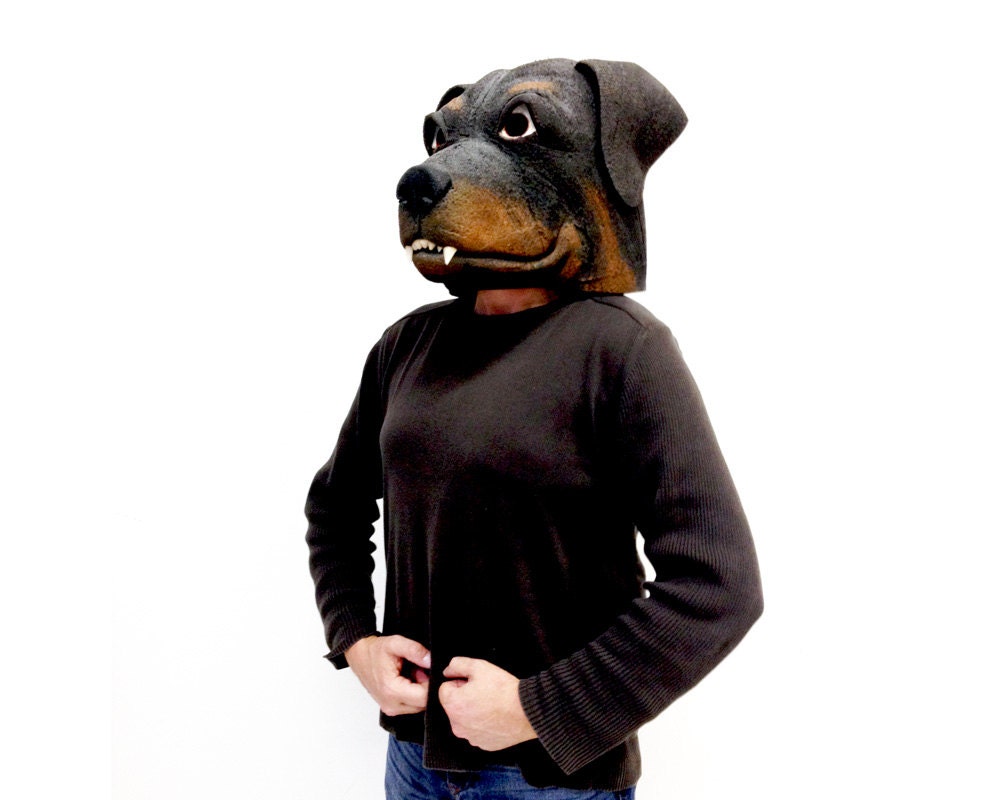 Dog Mask Adult Rottweiler Costume Head Animal Headdress READY - Etsy
