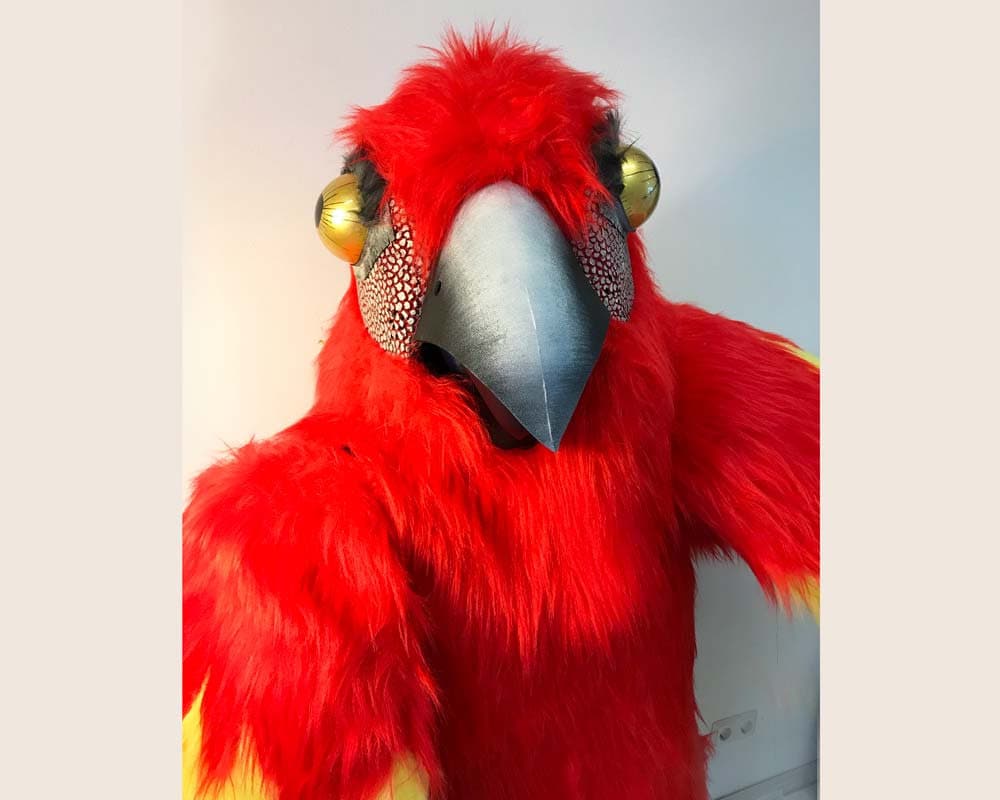 Scarlet Macaw Parrot Costume: Adult Pantomime Bird Suit Robinson Crusoe ...
