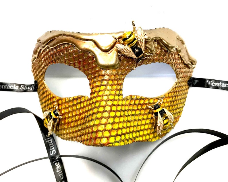 Handmade Bee Masquerade Mask: Luxury Gold Honeycomb Costume Accessory ...