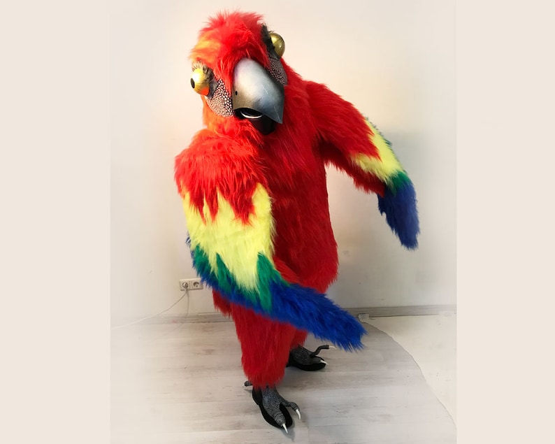 Scarlet Macaw Parrot Costume: Adult Pantomime Bird Suit Robinson Crusoe ...