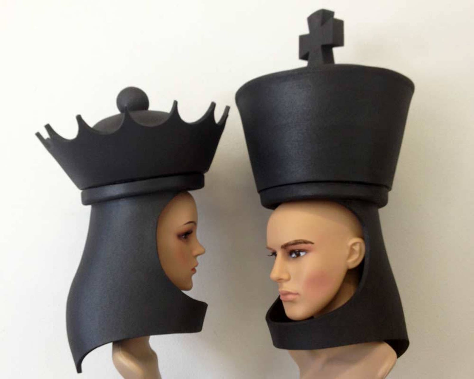 Chess Queen Costume Mask Hat: Handmade Black or White Party Headpiece ...