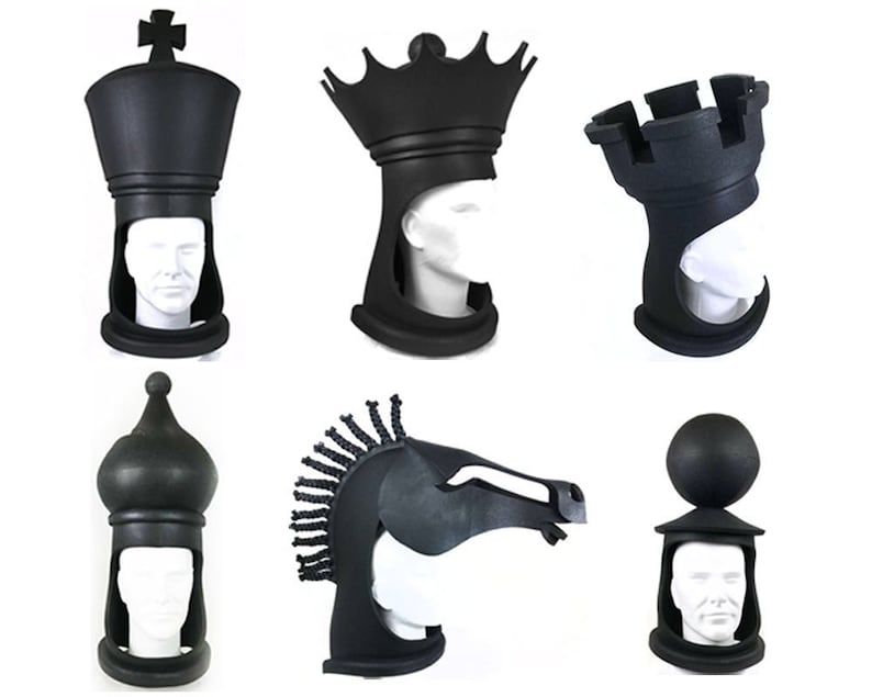 Human Chess Hats Adult Headpieces Men, Women Dance Costume Masks Black ...