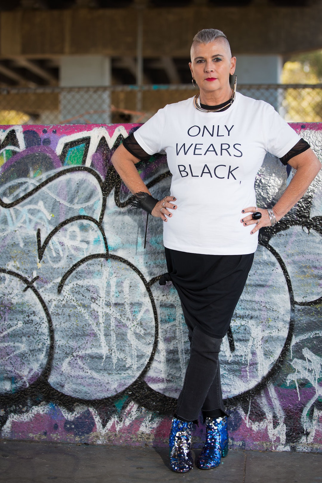 Only Wears Black Tee, T-shirt, White, Witty, Slogan, Funny, Ironic ...