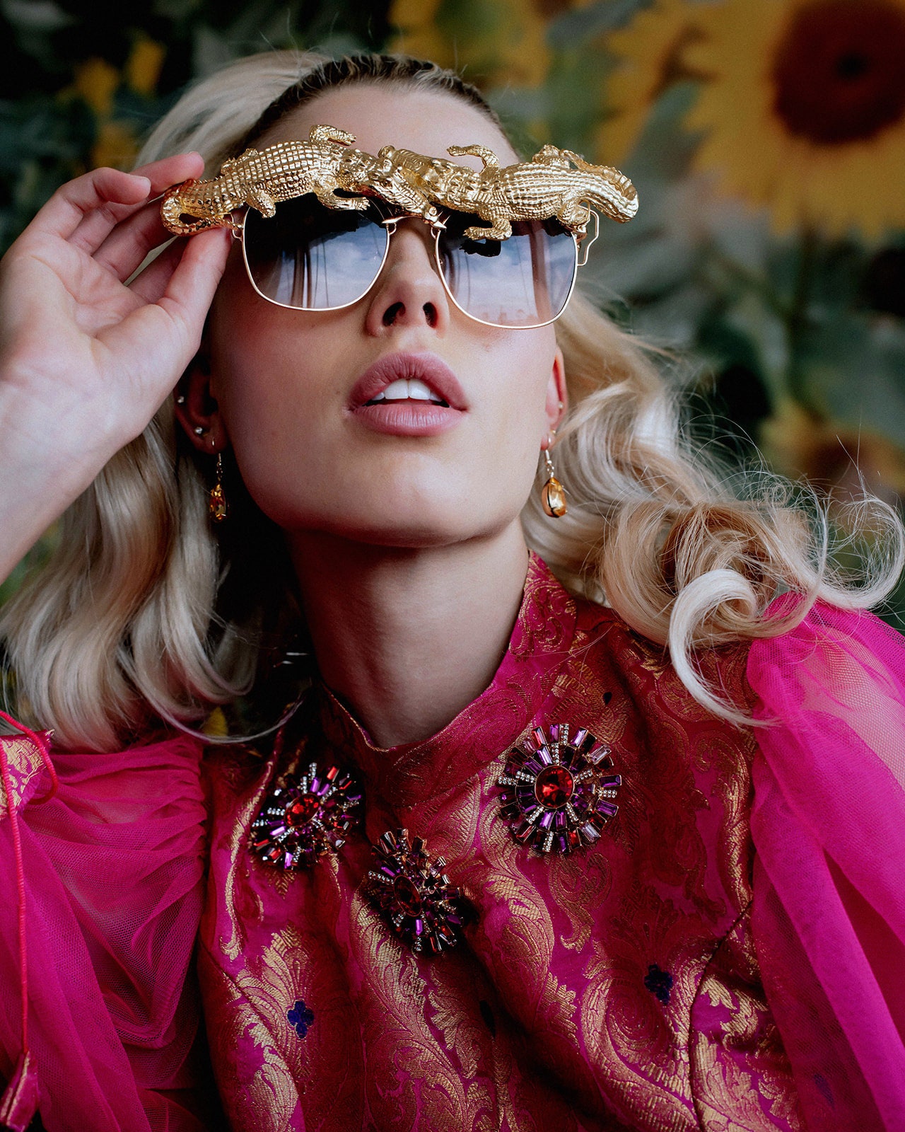 Zahri Brocade Dress - Spring, Flowers, Floral, Pink, Fuchsia, A-line ...