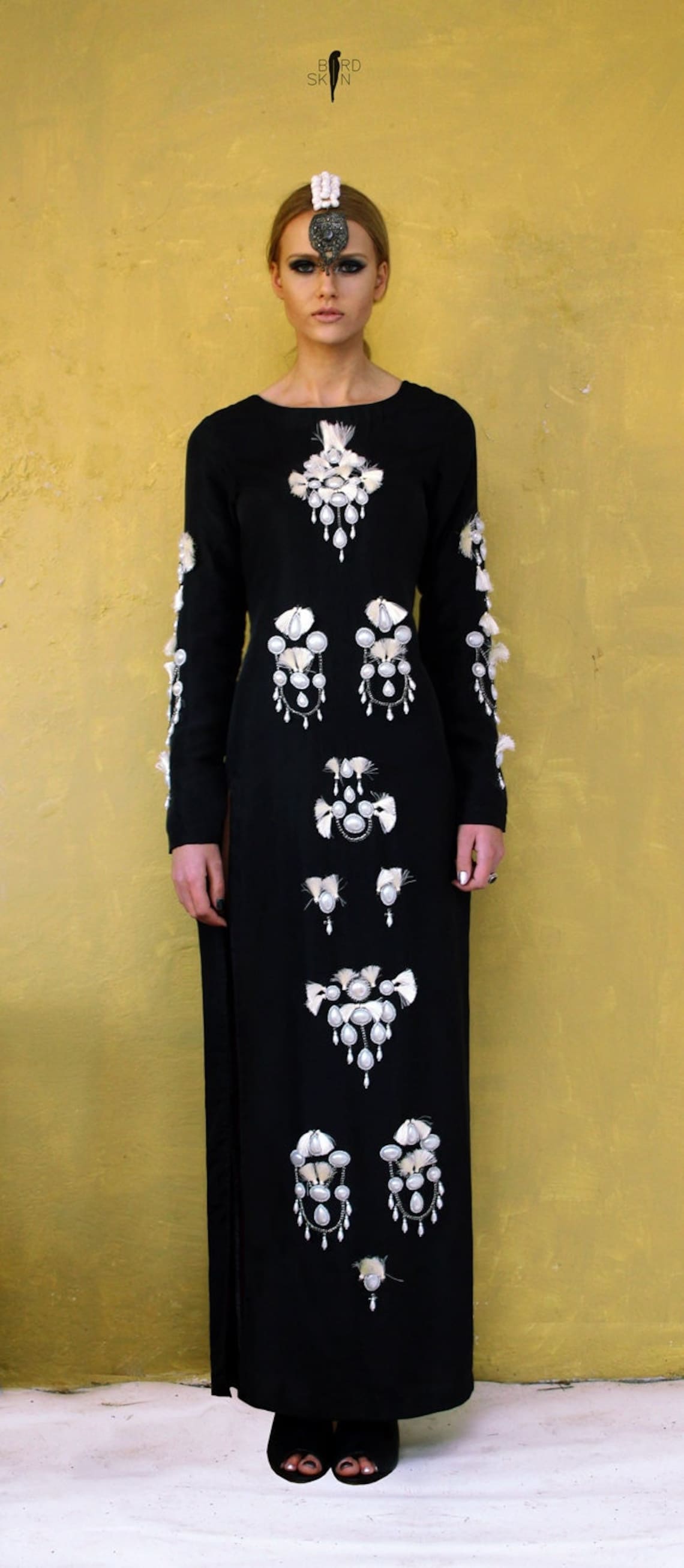 Rabari Dress: Embroidery With Pearls, Beads and Tassels on Raw Silk ...