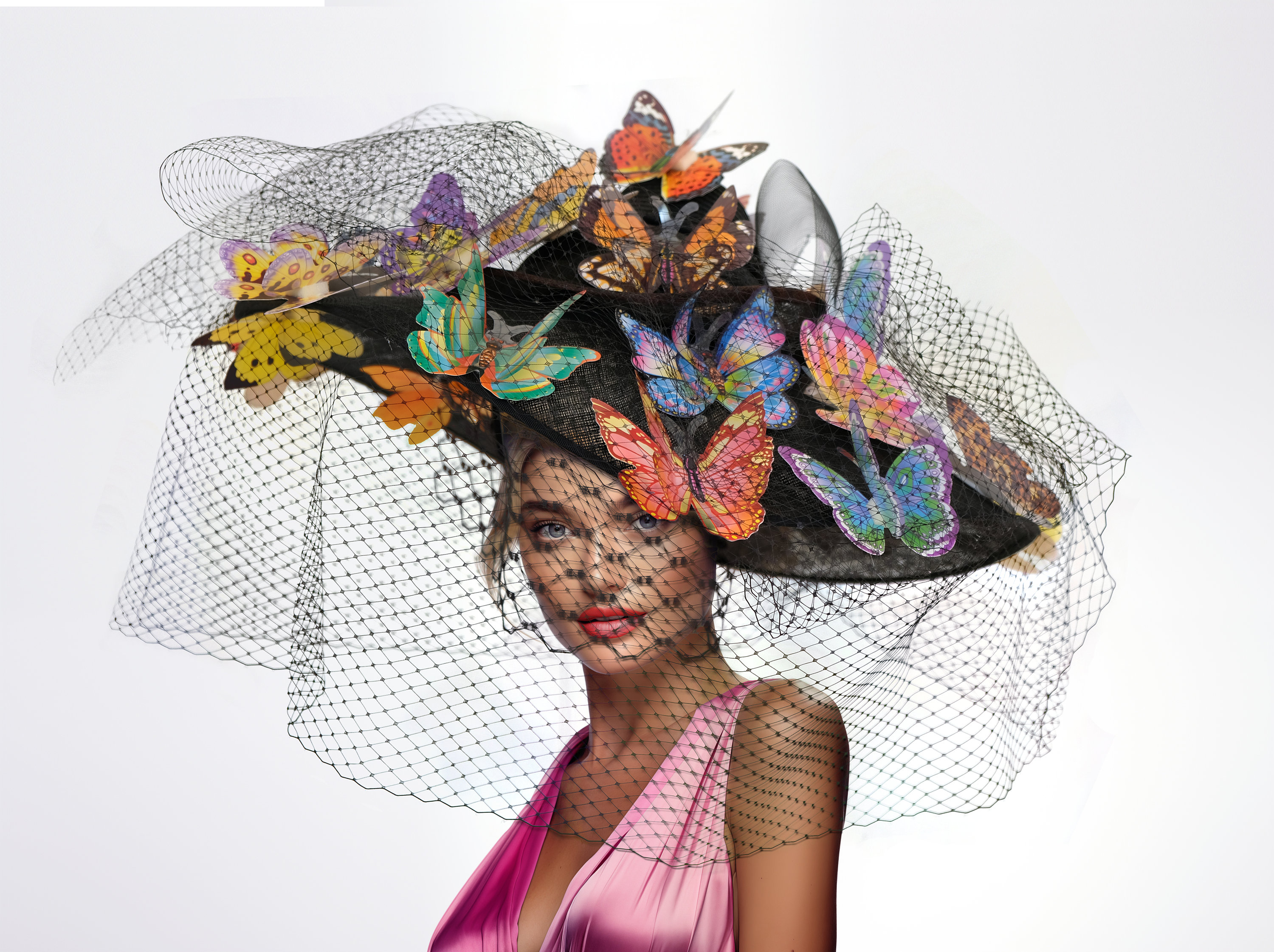 Butterfly Garden Hat - Fascinator, Millinery, Races, Black, Net ...