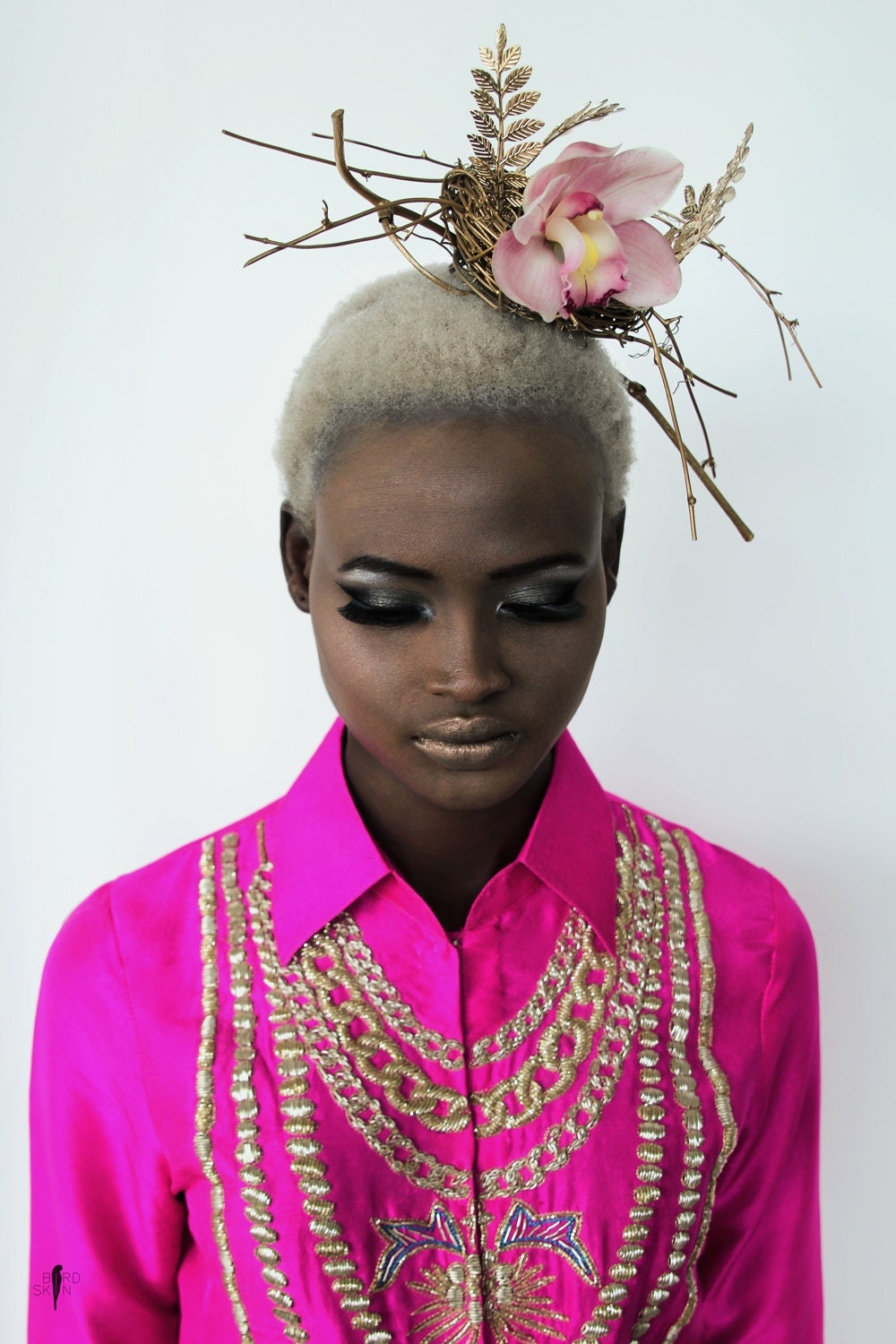 Orchid Nest Fascinator: Hat, Headwear, Floral, Flower, Accessory, Gold ...