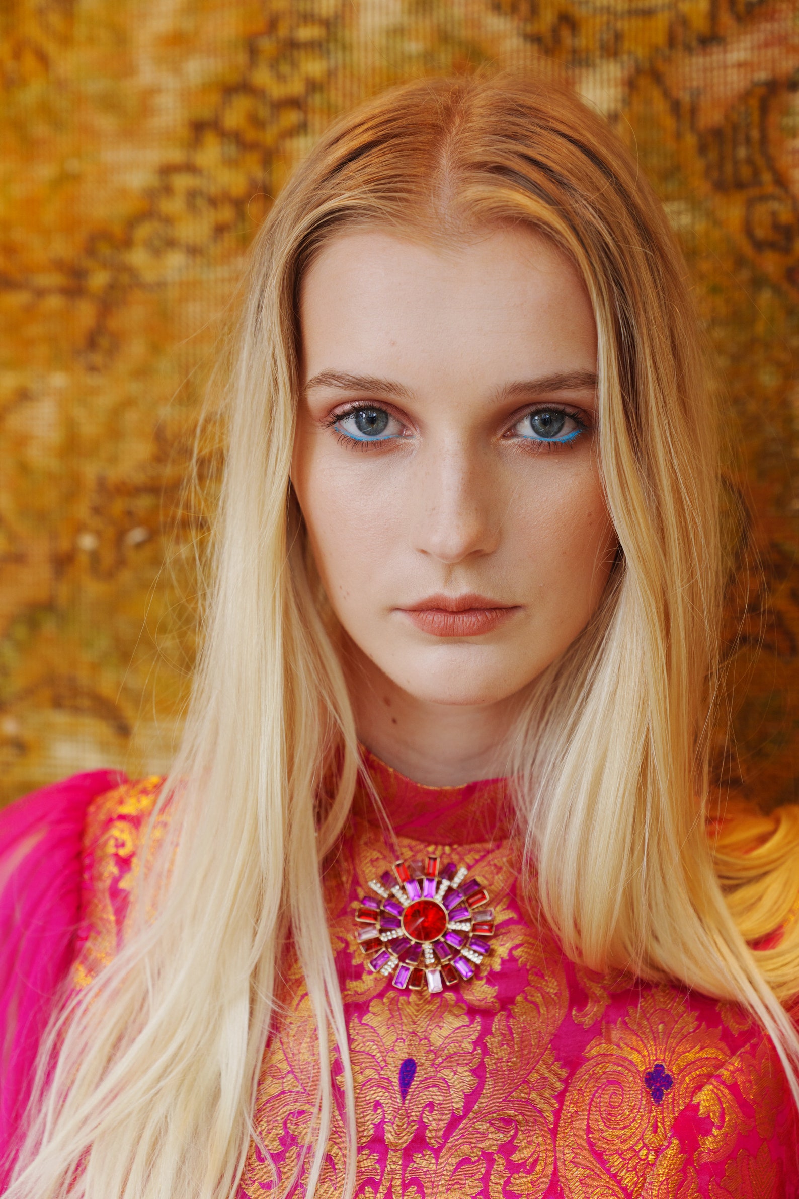 Zahri Brocade Dress - Spring, Flowers, Floral, Pink, Fuchsia, A-line ...