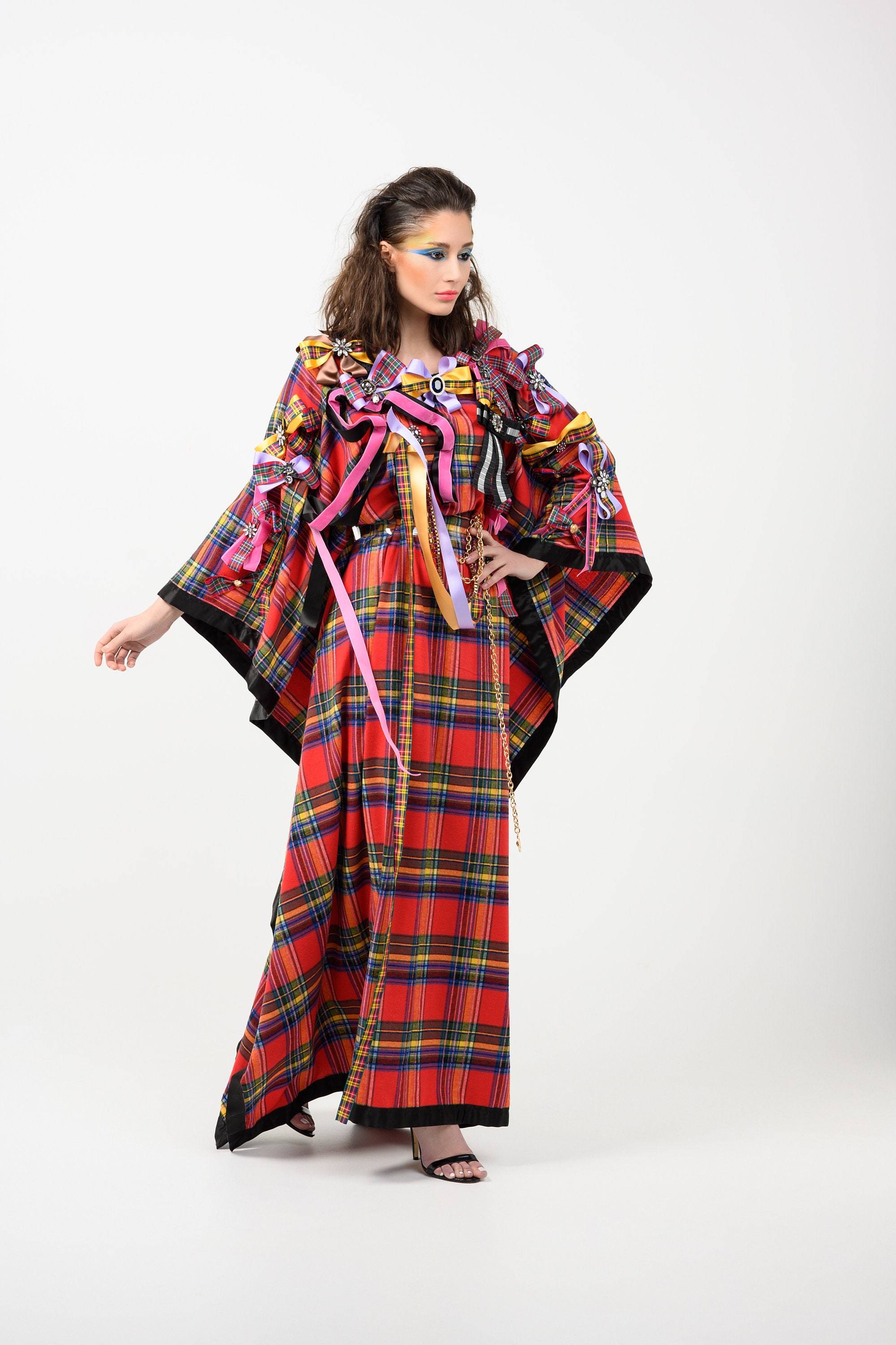 Queen of Tartan Poncho - One-off, Checked, Plaid, Bows, Handmade ...