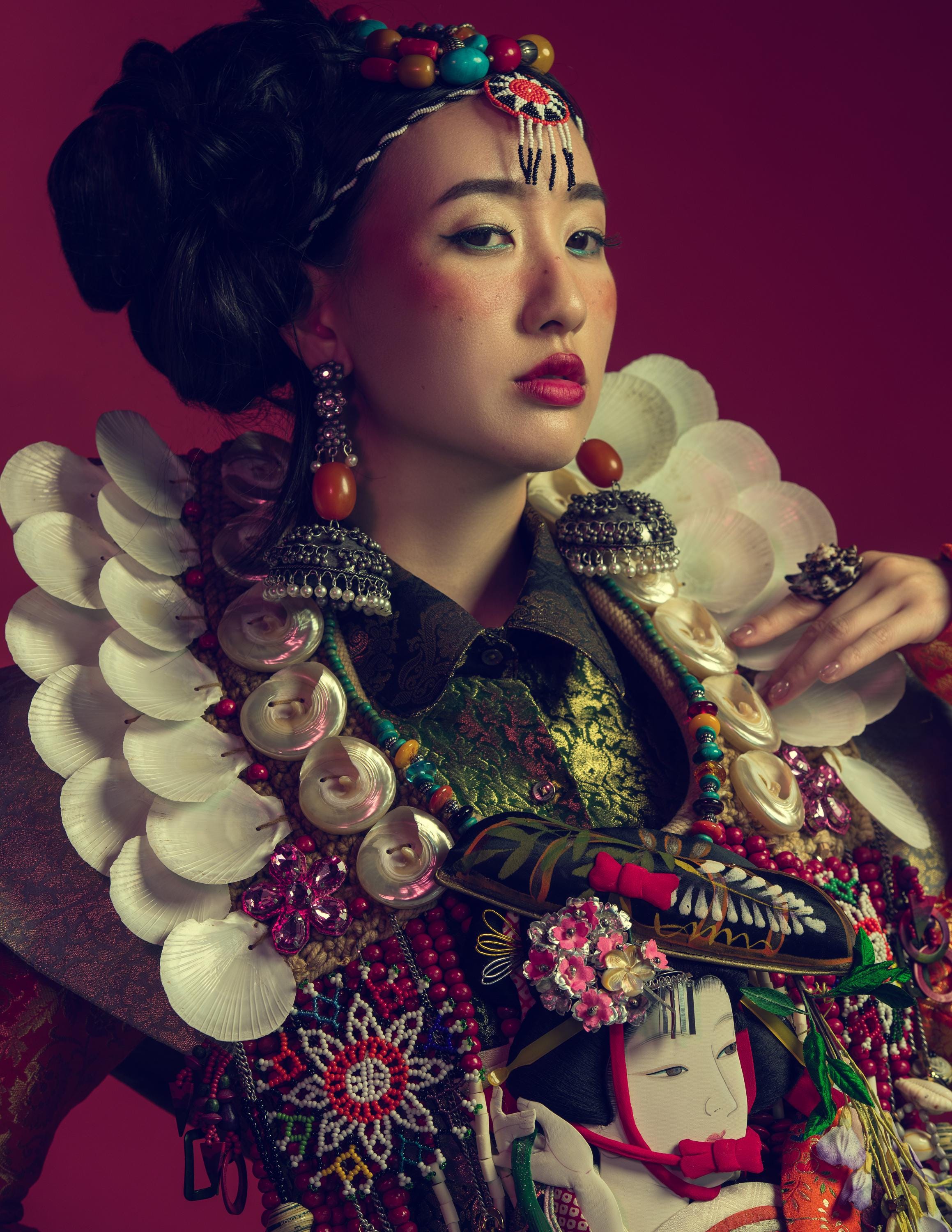 Five Flower Geisha Necklace - Statement, Chunky, Designer, Silk ...