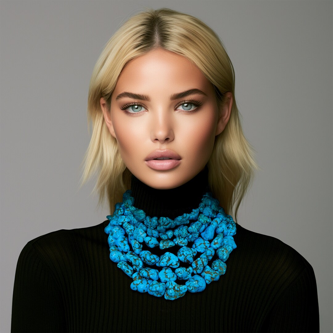 Sinai Turquoise Choker: Necklace Beads, Statement, Iris Apfel, Chunky ...