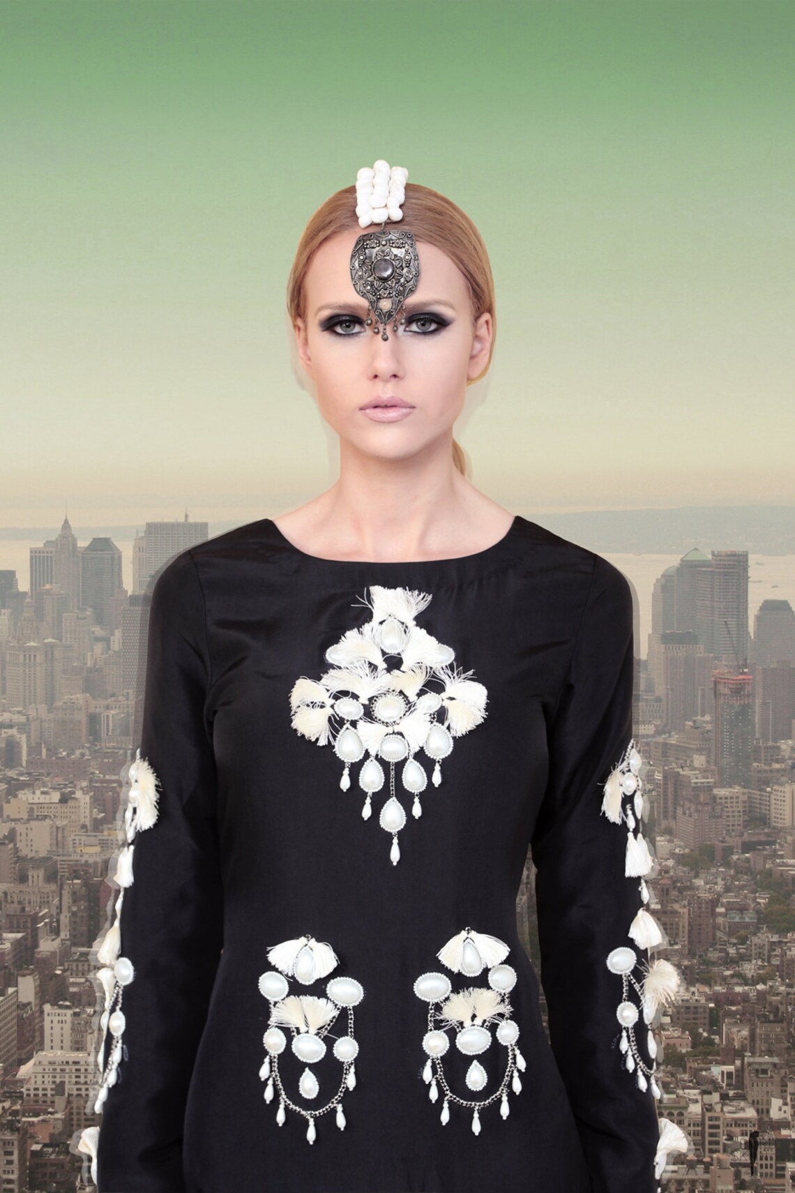 Rabari Dress: Embroidery With Pearls, Beads and Tassels on Raw Silk ...