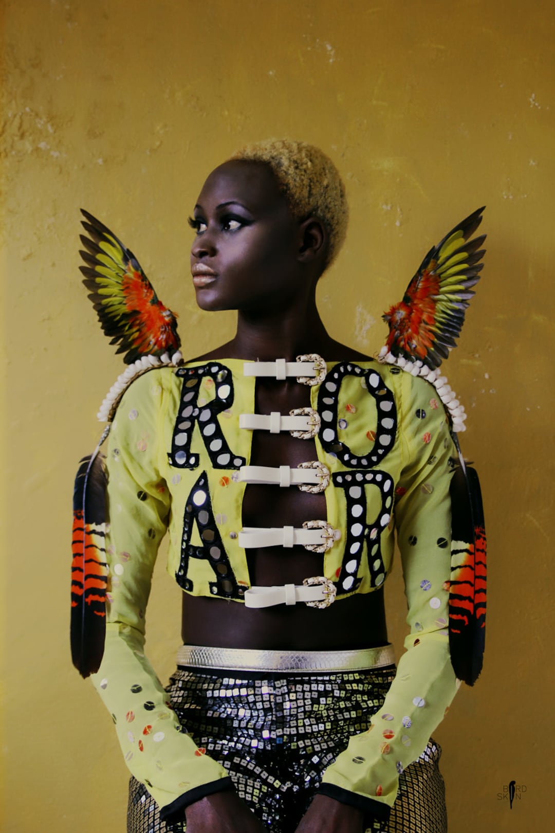 Roar Crop Top: High Fashion, Avant-garde, Buckles, Belts, Yellow ...