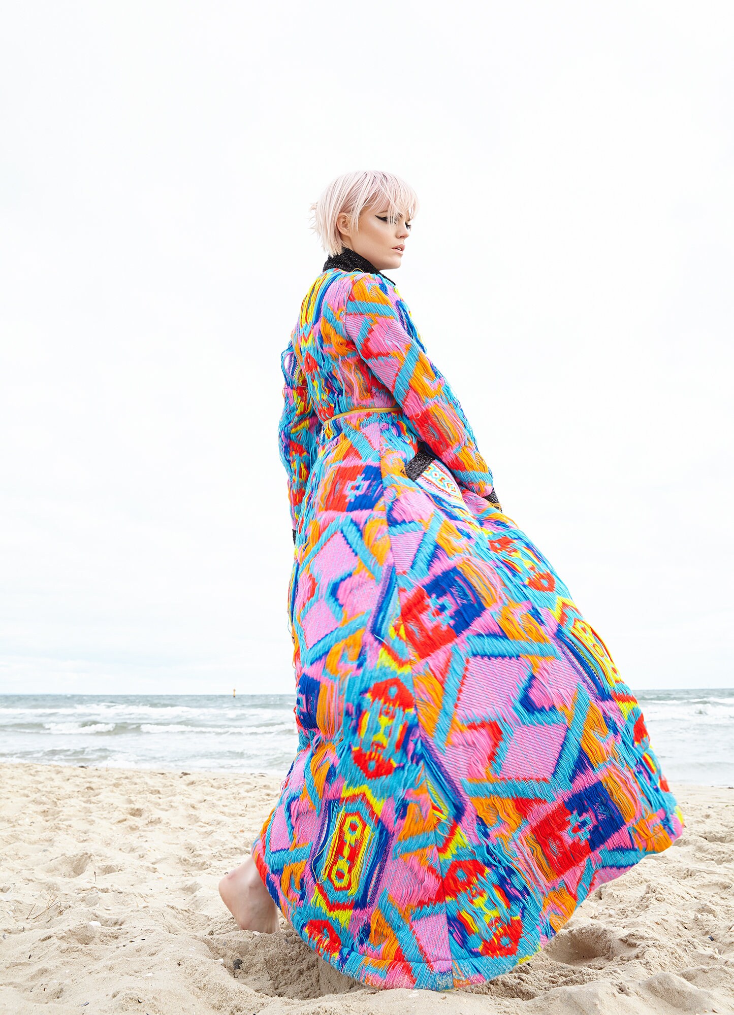 Urubamba Coat Full Length, Multicolor, Rainbow, Latin, Threads, Shimmer ...