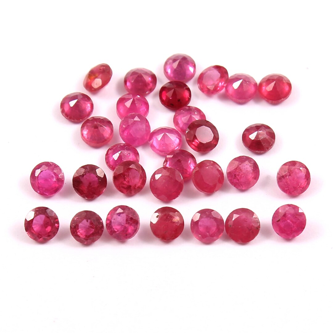 Amazing Natural Ruby Gemcut Loose Faceted Round Gemstone +AAA Size 1 ...