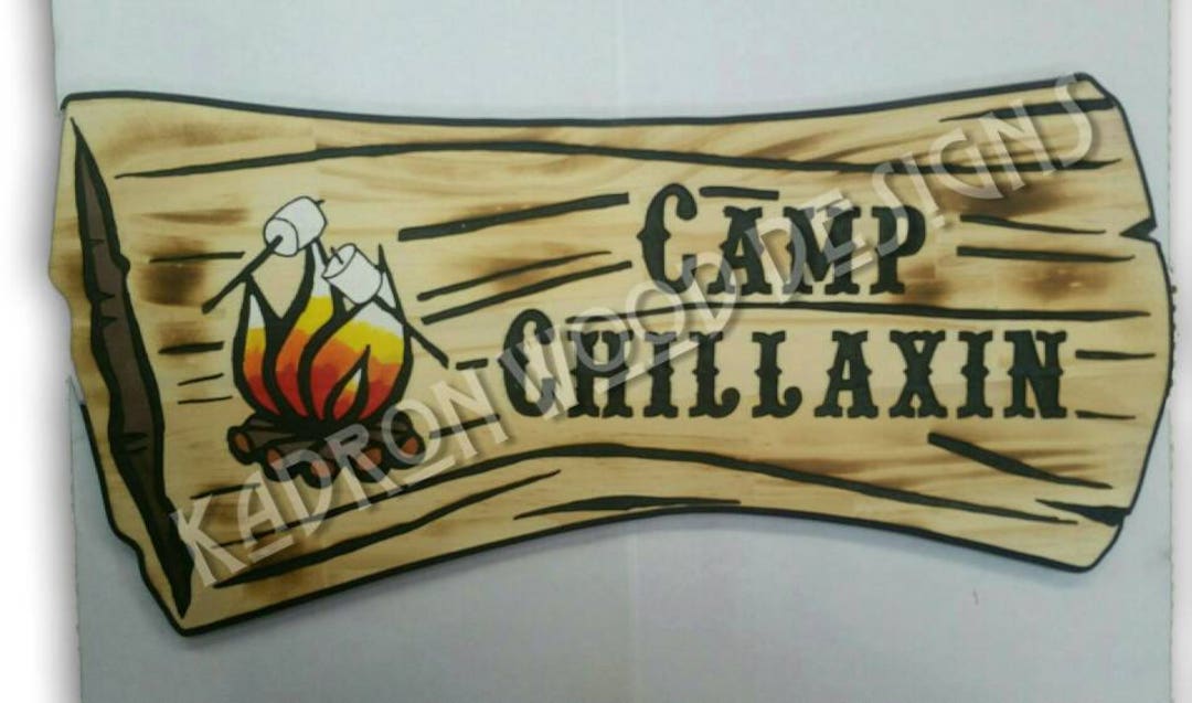 Custom Freehand Routered and Hand Painted Log Shaped Camping Sign. - Etsy