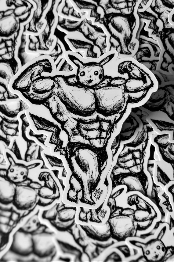 Swole Pikachu Vinyl Sticker | Etsy