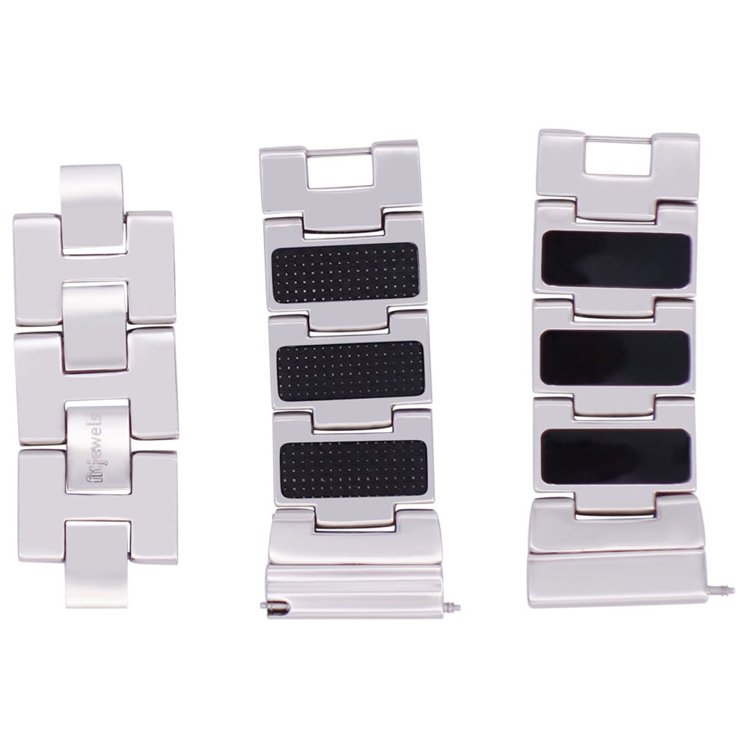 Reversible Watch Band - 22mm - Carbon/ Black Enamel - Stainless Steel ...